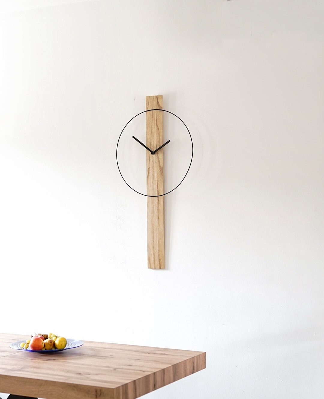 Vertical Wall Clock, Natural Solid Beech Wood Clock, Large 80cm Clock ...