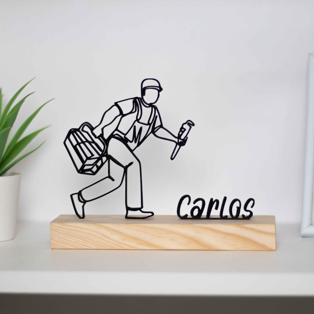 Mechanic Sculpture With Wooden Base - Etsy