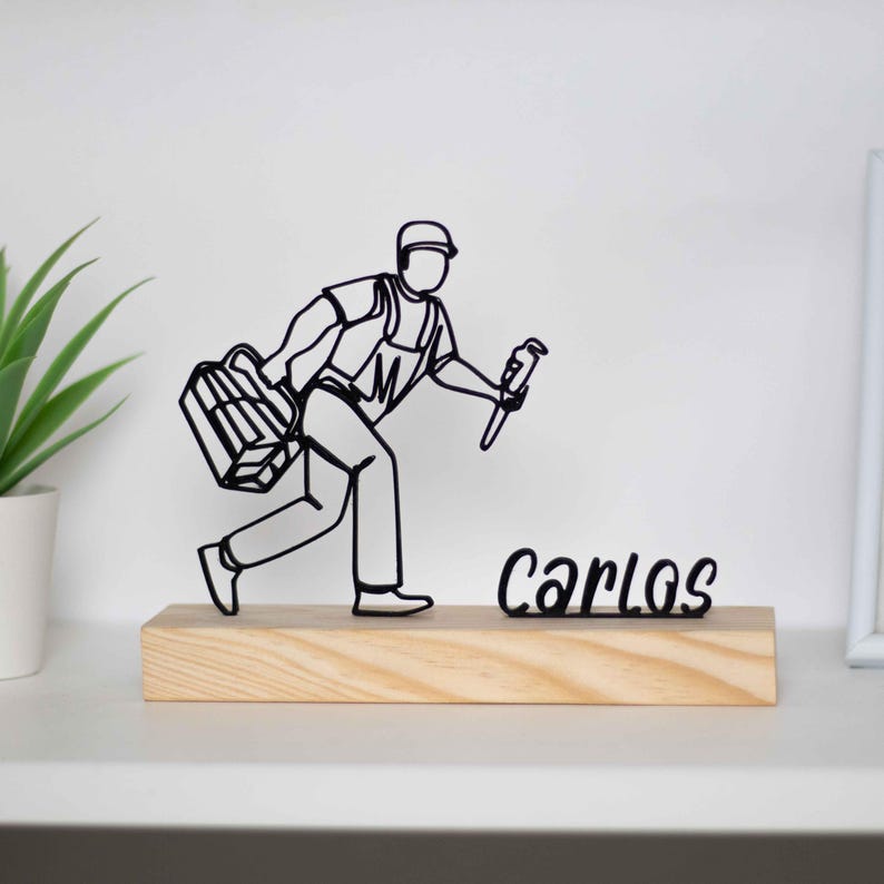 Mechanic Sculpture With Wooden Base - Etsy
