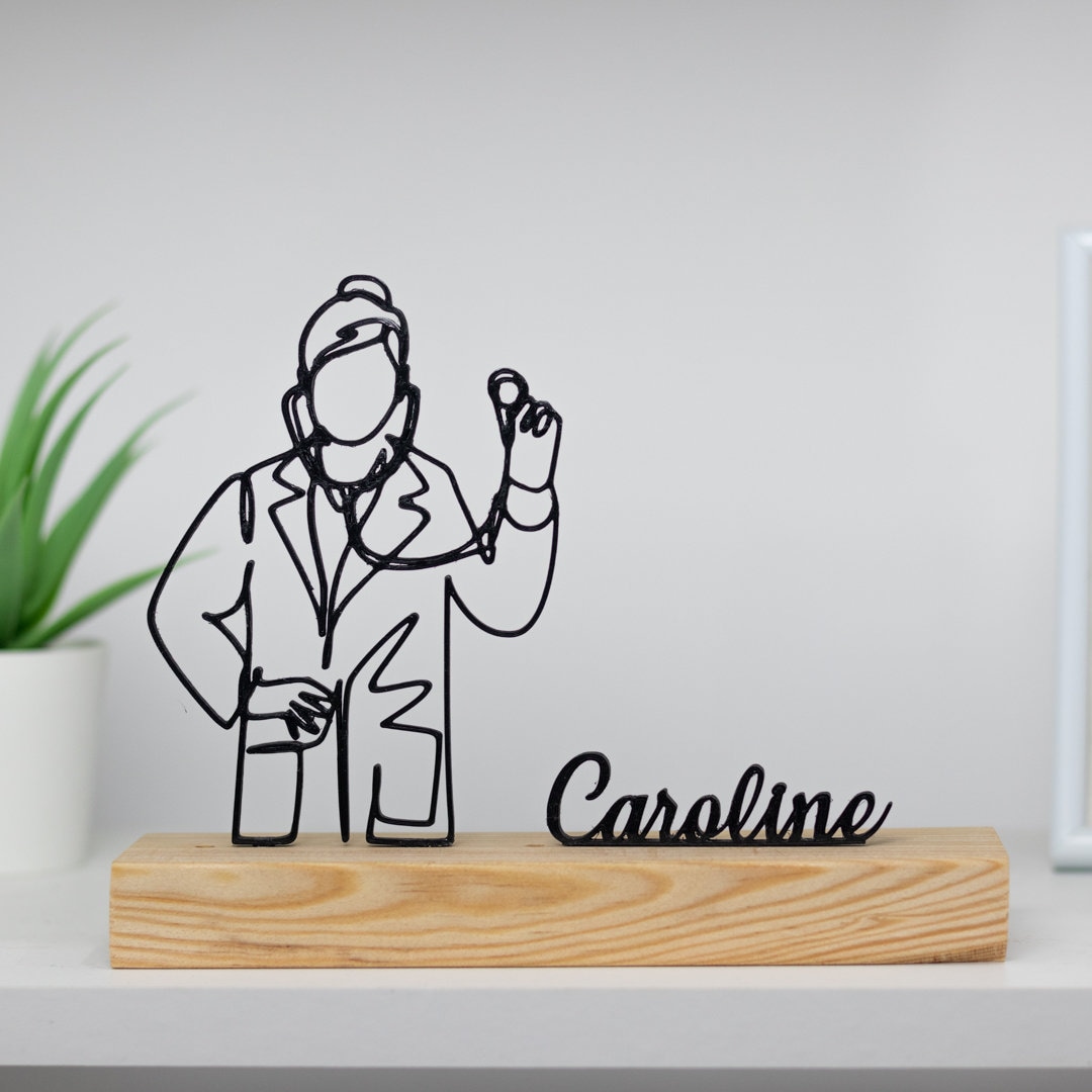 Nurse Doctor Sculpture With Wooden Base - Etsy