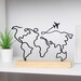 Travel World Map Sculpture With Wooden Base - Etsy