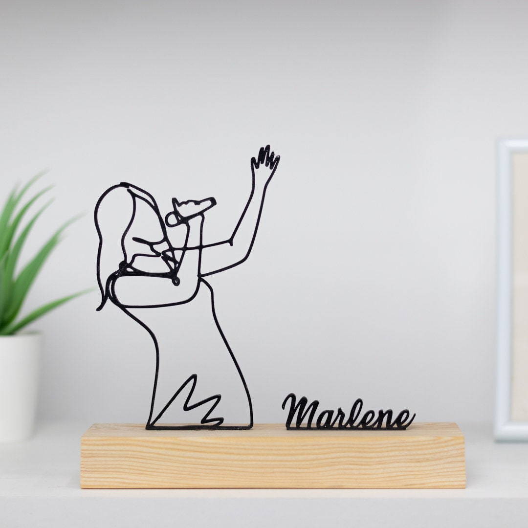 Singer Woman Sculpture With Wooden Base - Etsy