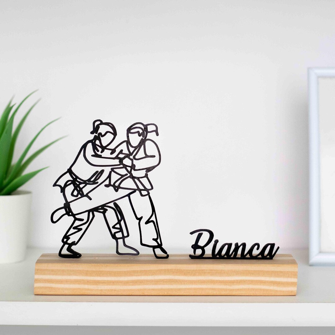 Female Jiu-jitsu Trophy Sculpture With Wooden Base - Etsy