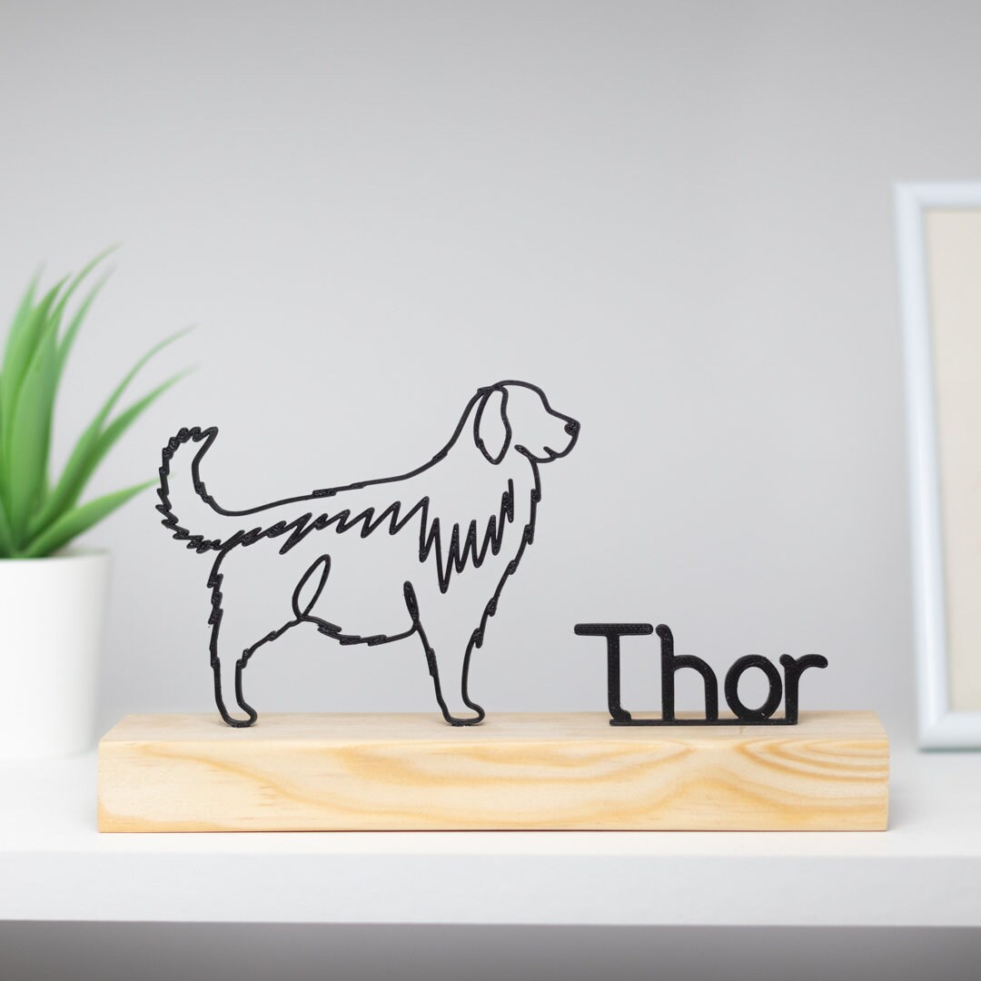 Golden Retriever Sculpture With Wooden Base - Etsy