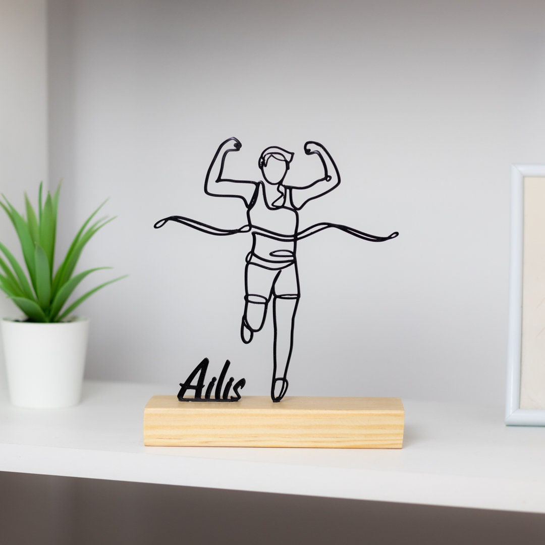 Runner Sculpture With Wooden Base - Etsy