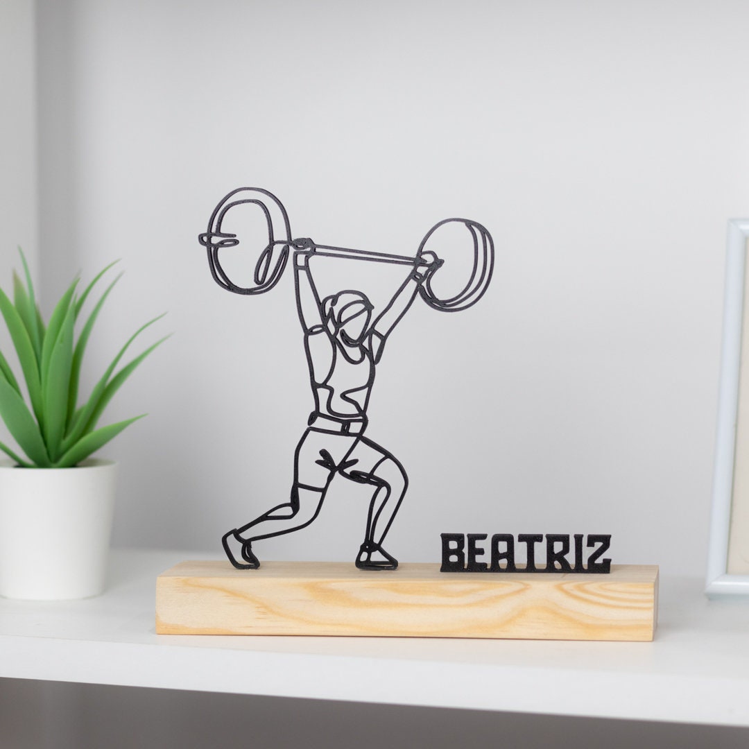 Crossfit Olympic Weightlifting Sculpture With Wooden Base - Etsy
