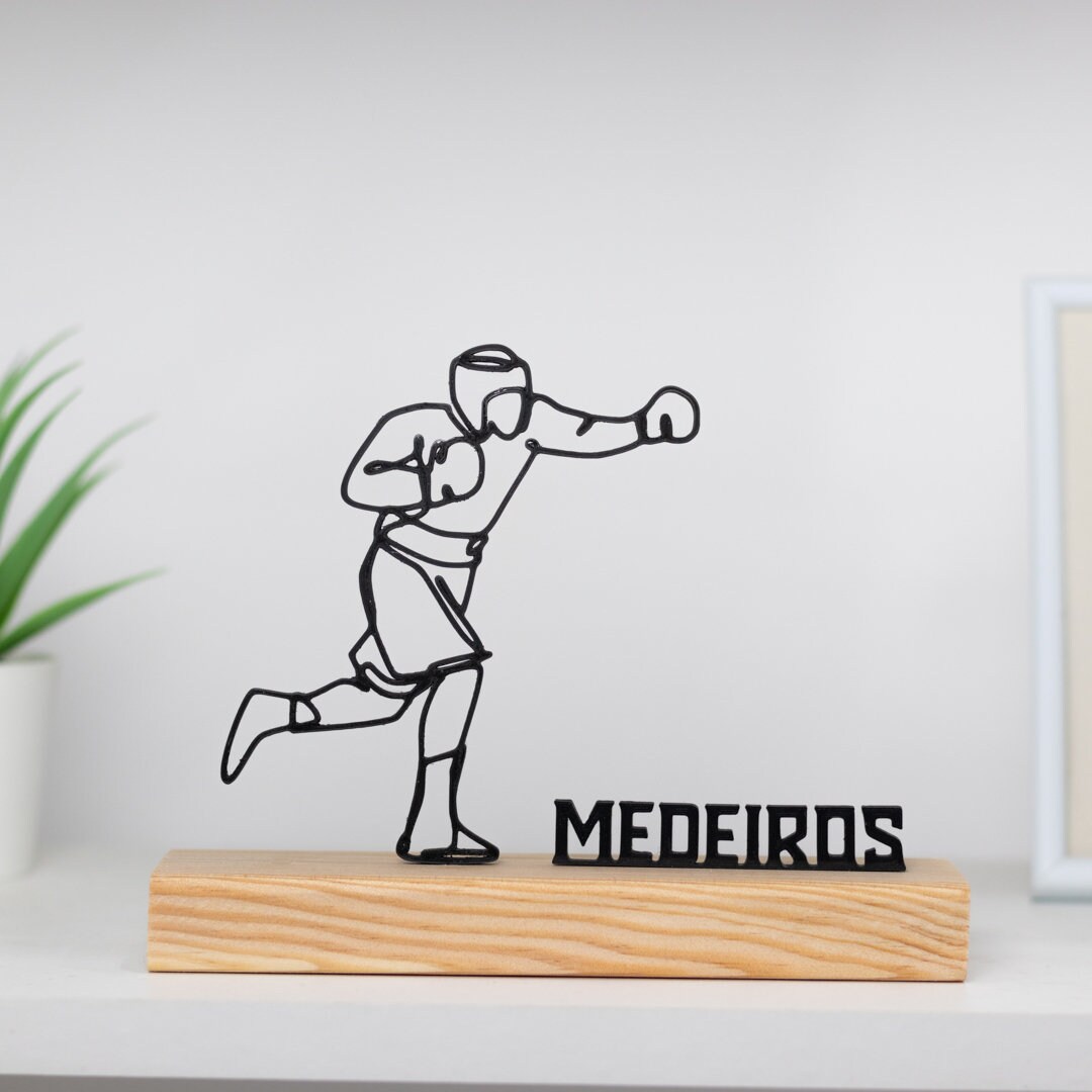 Boxing Man Sculpture With Wooden Base - Etsy