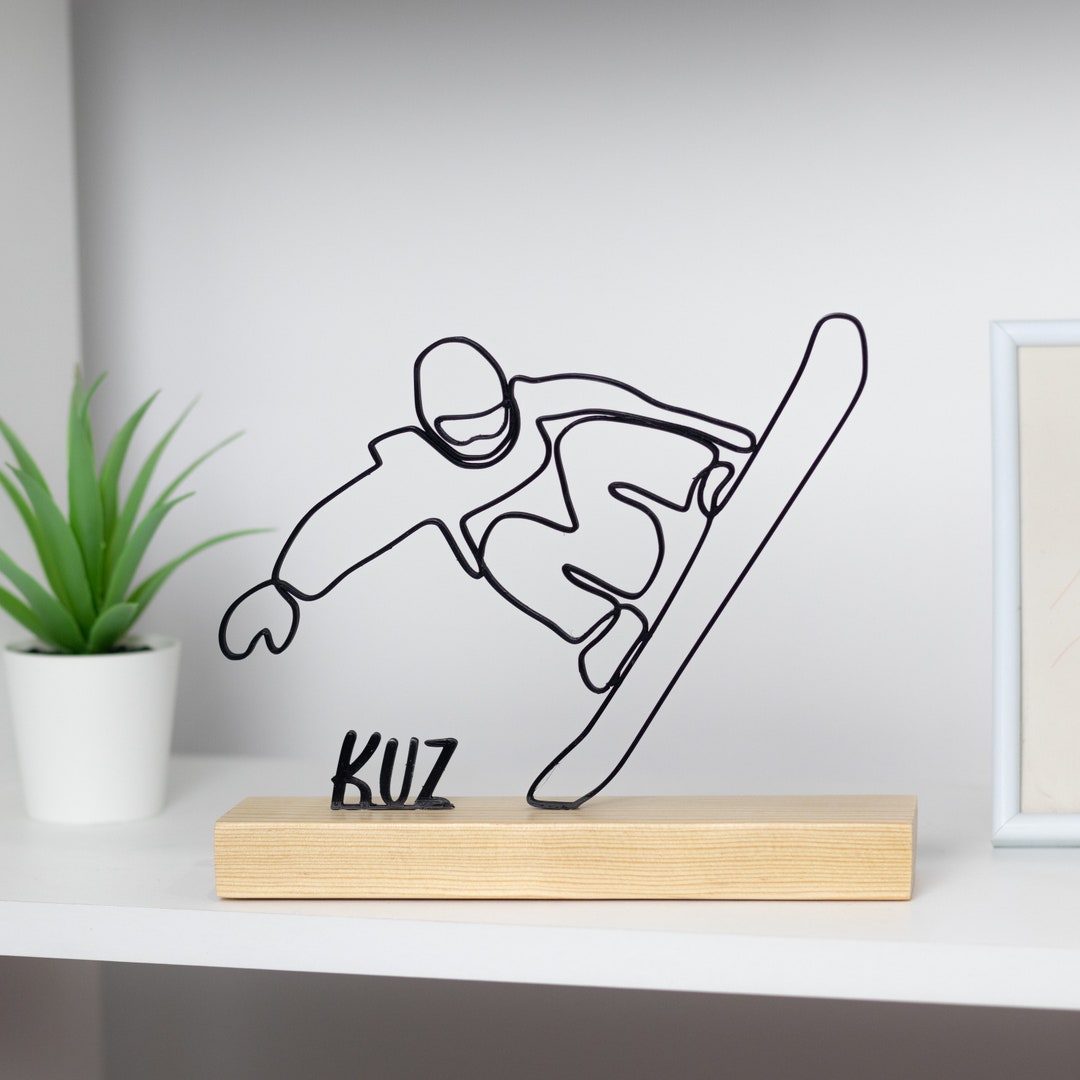 Snowboard Sculpture With Wooden Base - Etsy