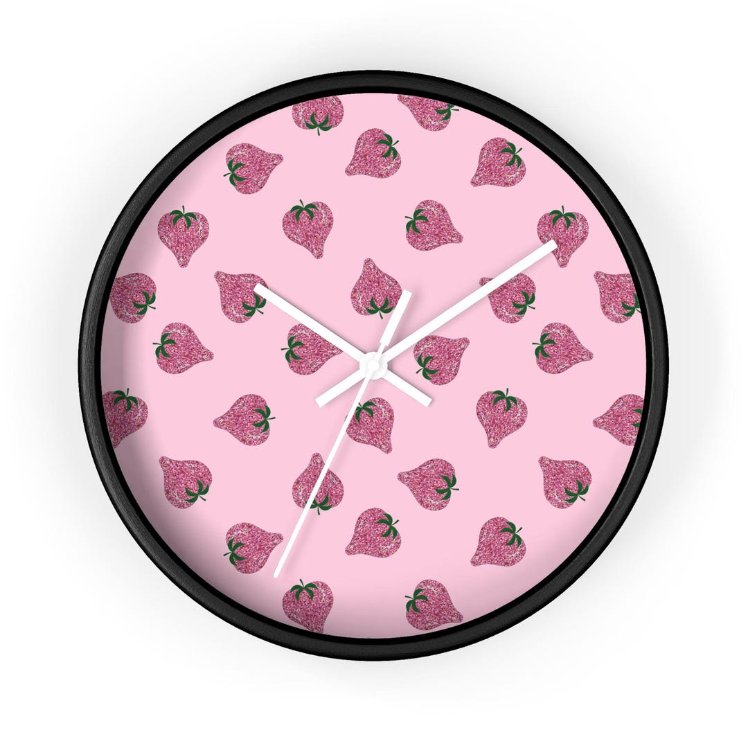 Strawberry Disco Ball Clock, Pink Strawberry Mirrorball Wall Clock ...