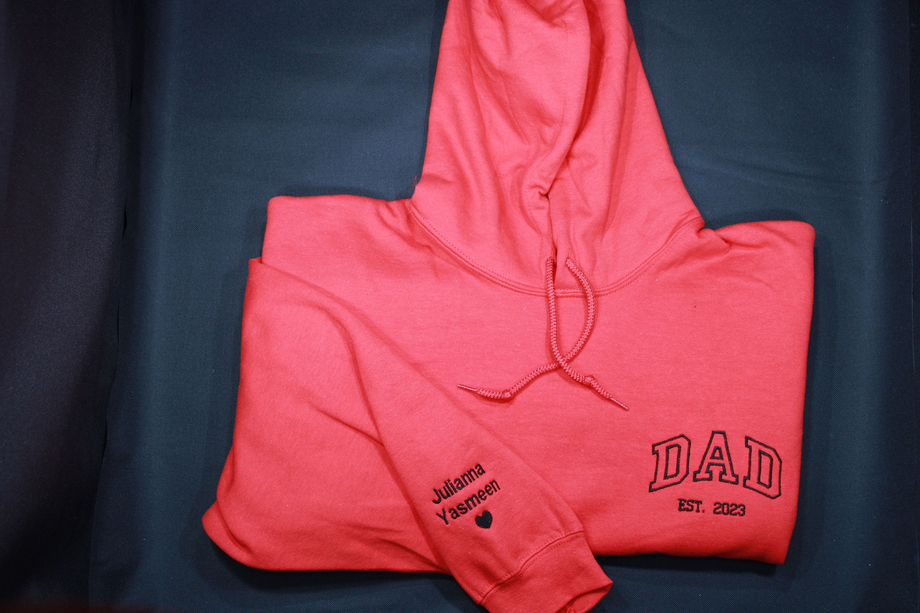 Custom Dad Embroidered Hoodie, Custom Dad Hoodie With Kids Names, Heart ...