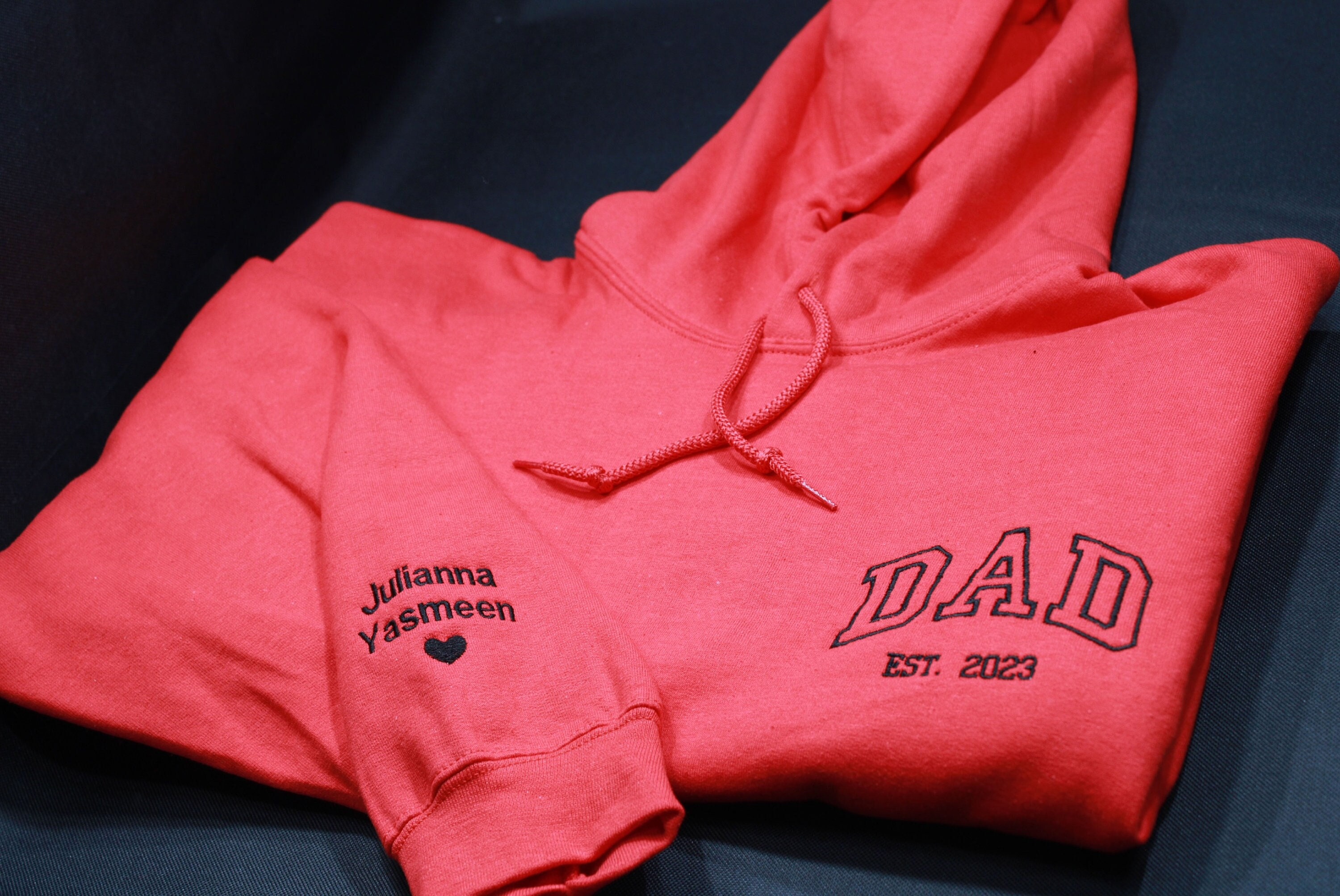 Custom Dad Embroidered Hoodie, Custom Dad Hoodie With Kids Names, Heart ...