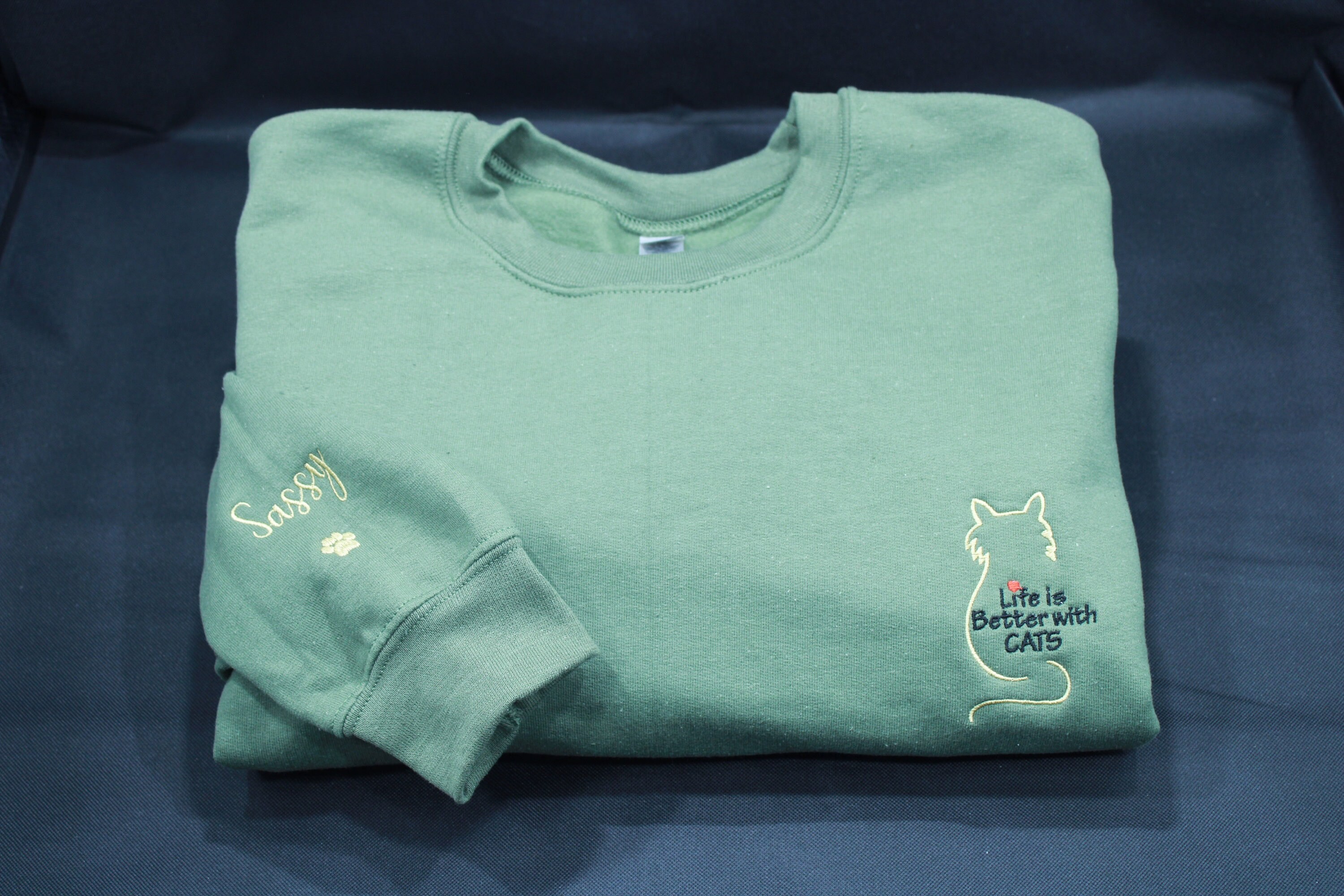 Personalized Embroidered Cat Mom Sweatshirt, Embroidered Cat Mom ...