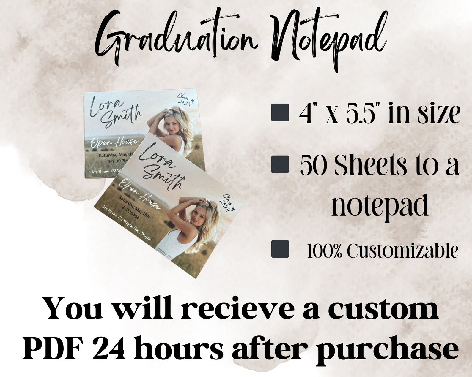 Graduation Announcement Photo Tear off Graduation Notepad Invitations ...