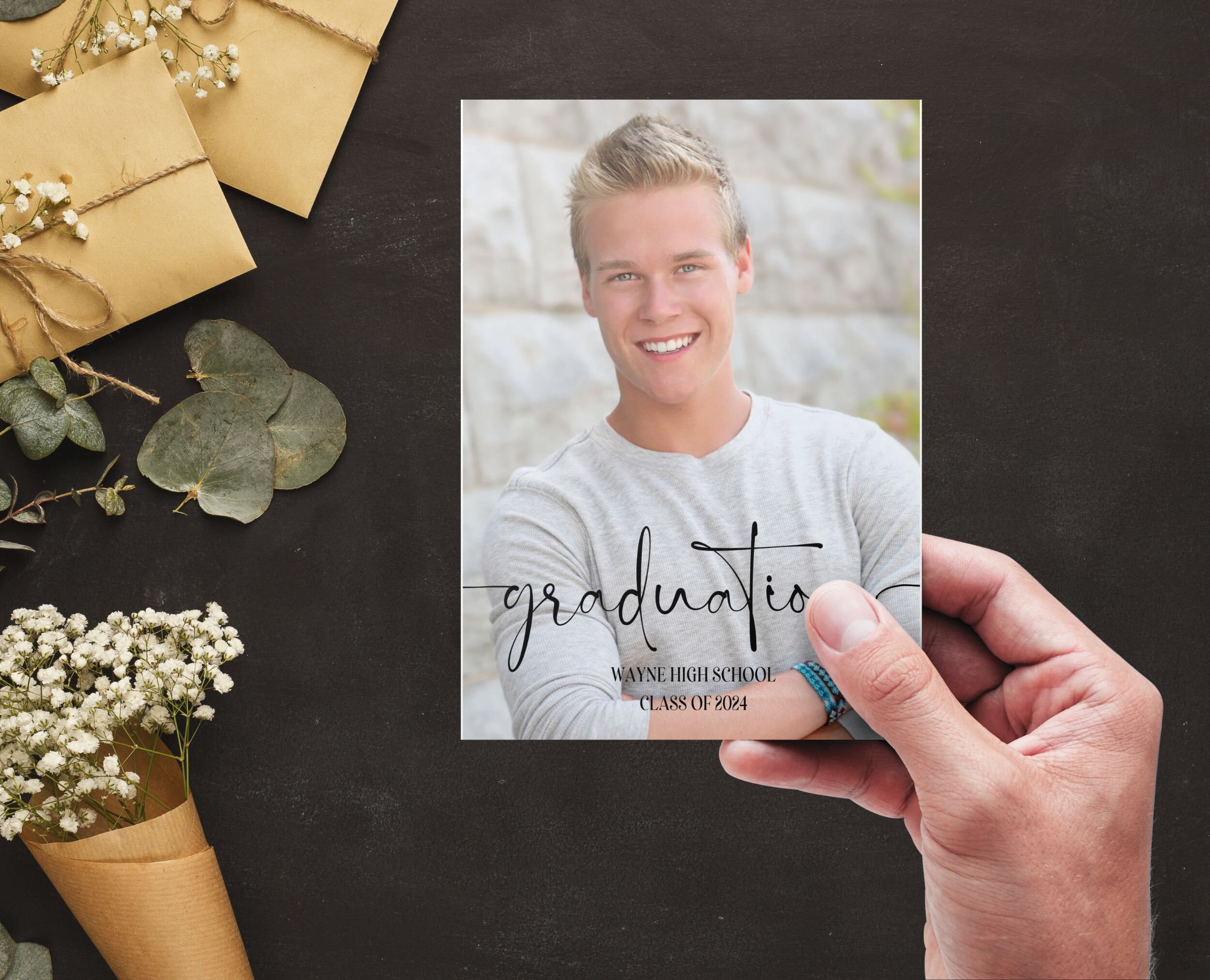 Masculine Guy Graduation Invitation 2024 Card, Modern Graduation ...