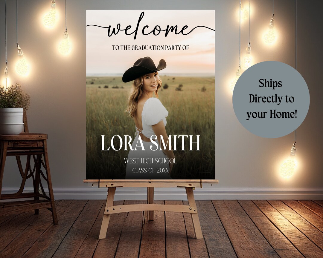 Graduation Welcome Sign With Photo Boho Graduation Entrance Welcome ...