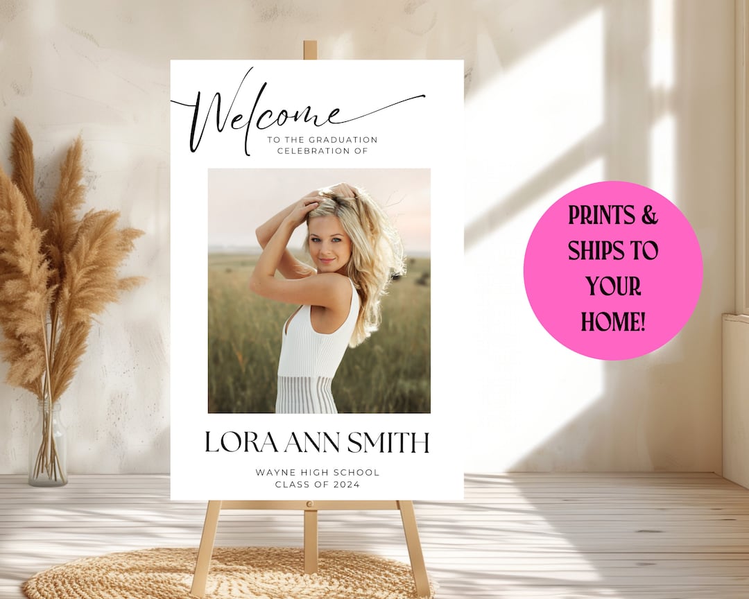 Graduation Welcome Sign With Photo Graduation Party Welcome Board Class ...
