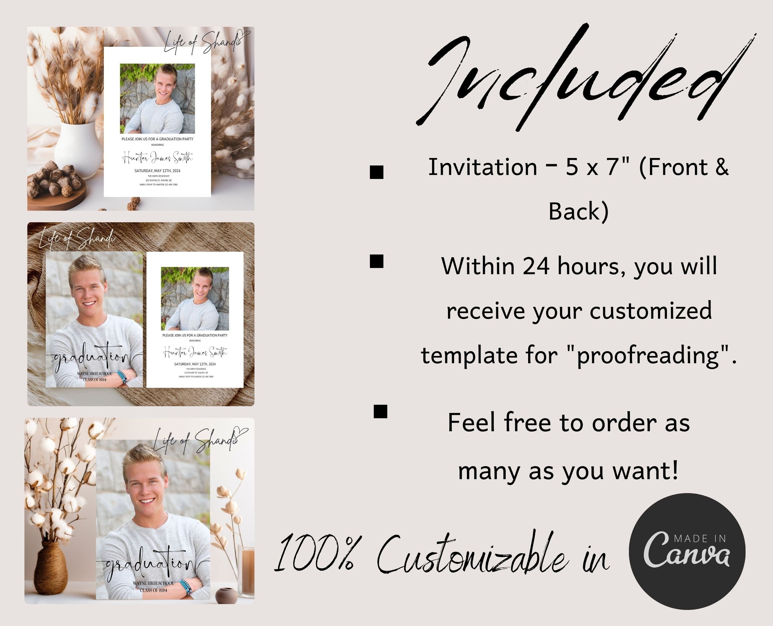 Masculine Guy Graduation Invitation 2024 Card, Modern Graduation ...