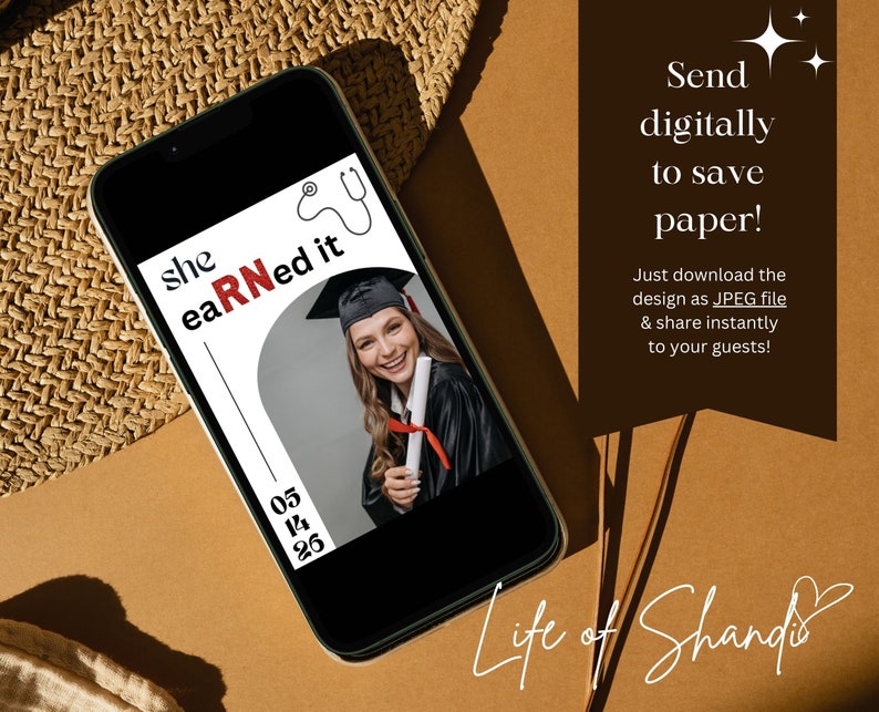 Elegant Customizable BSN RN Graduation Invite Modern Black & Red Photo ... Elegant Customizable BSN RN Graduation Invite Modern Black & Red Photo ...
