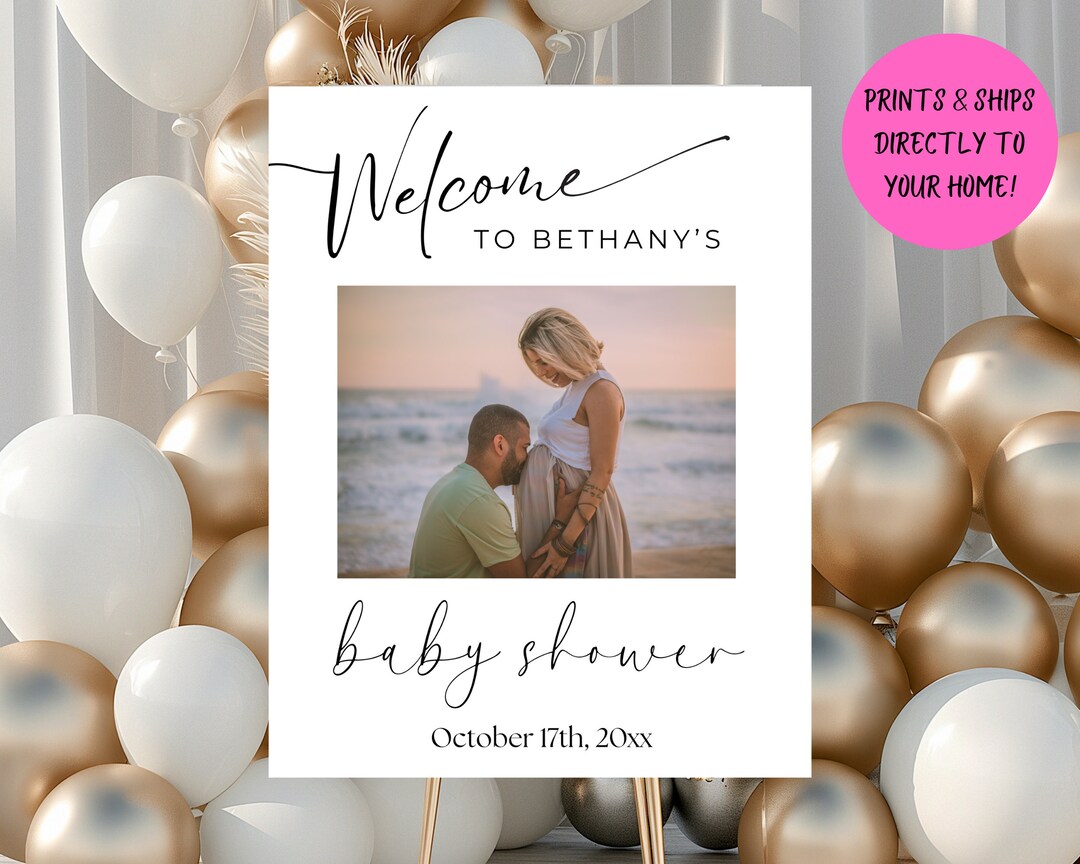 Baby Shower Welcome Sign With Photo Baby Shower Welcome Signage ...