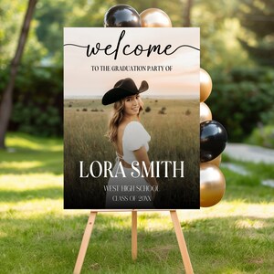 Graduation Welcome Sign With Photo Boho Graduation Entrance Welcome ...