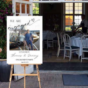 We Are Engaged Welcome Sign With Photo Engagement Party Welcome Sign ...