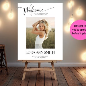 Graduation Welcome Sign With Photo Graduation Party Welcome Board Class ...
