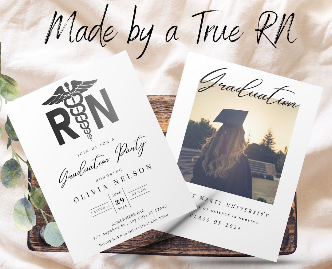 Boho Minimalist Customizable BSN RN Graduation Invite Template ...