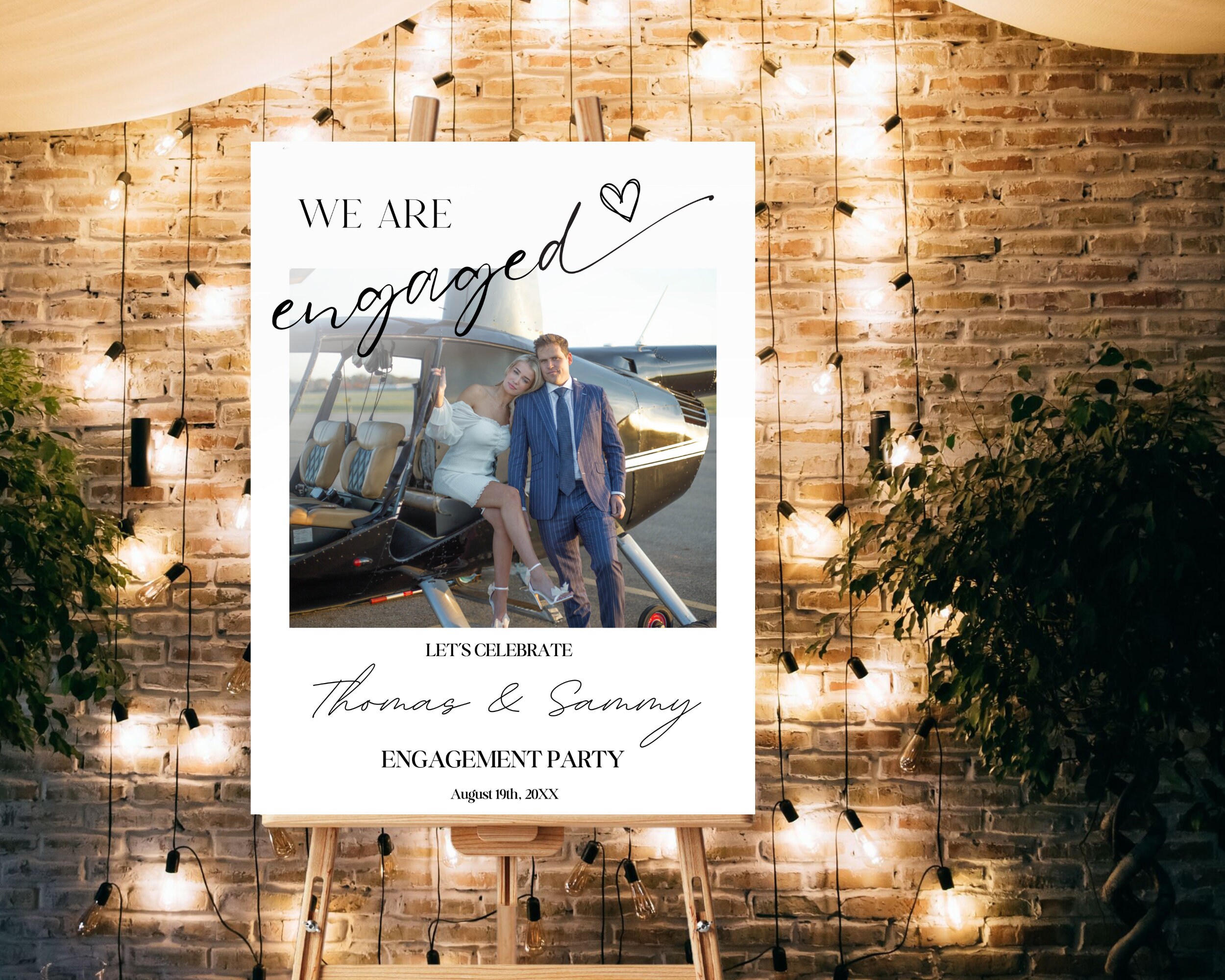 We Are Engaged Welcome Sign With Photo Engagement Party Welcome Sign ...