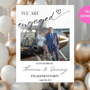 We Are Engaged Welcome Sign With Photo Engagement Party Welcome Sign ...