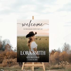 Graduation Welcome Sign With Photo Boho Graduation Entrance Welcome ...