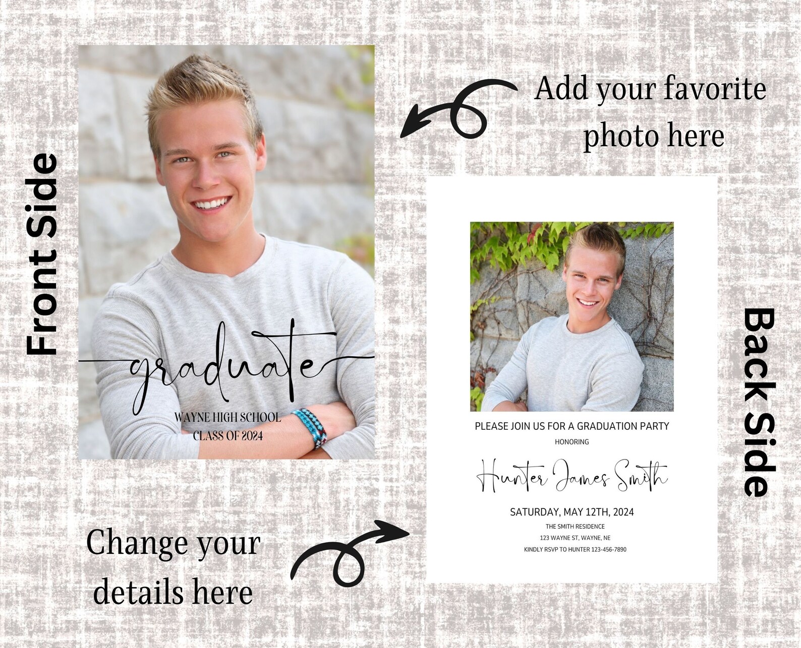 Guy Graduation Invitation 2024 Template Modern Graduation Announcement ...