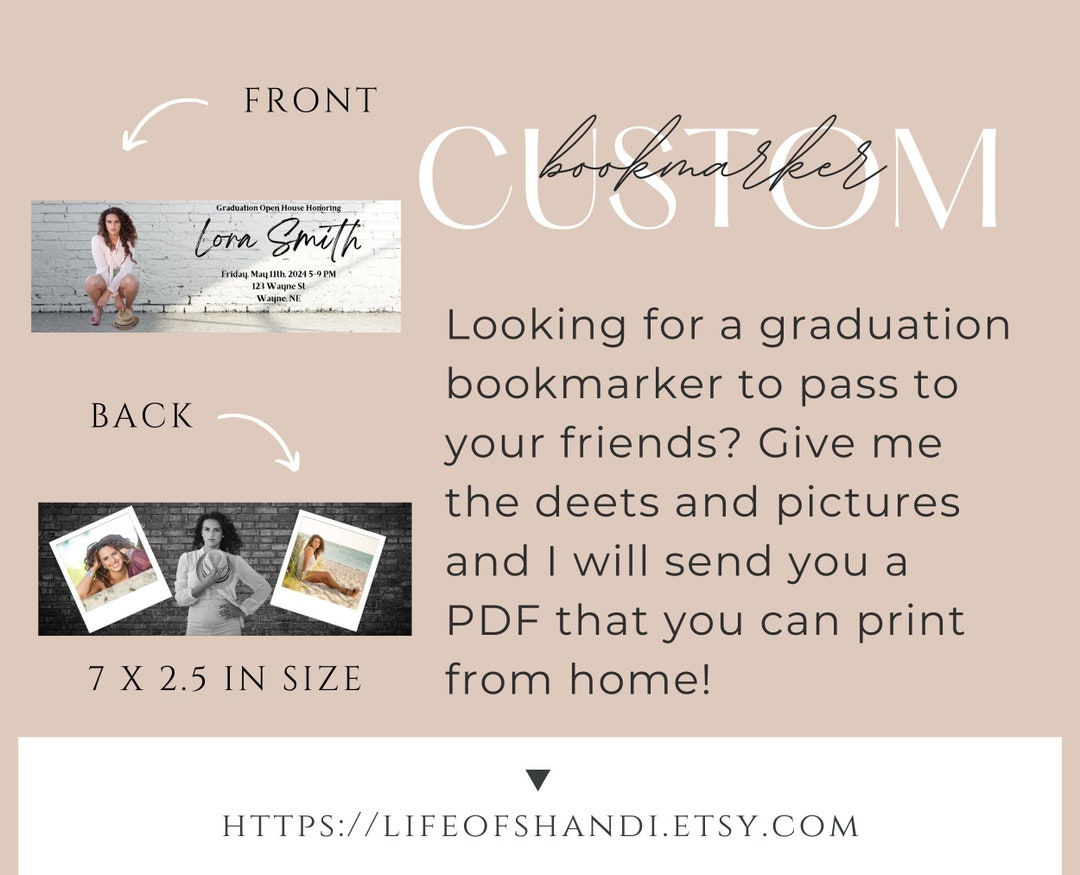 Customizable Graduation Bookmark Template - Personalized PDF Design for ...