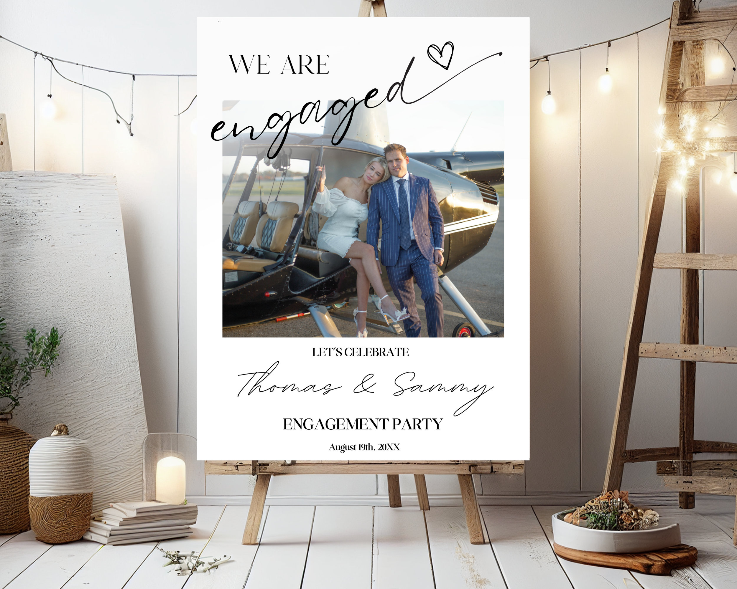 We Are Engaged Welcome Sign With Photo Engagement Party Welcome Sign ...