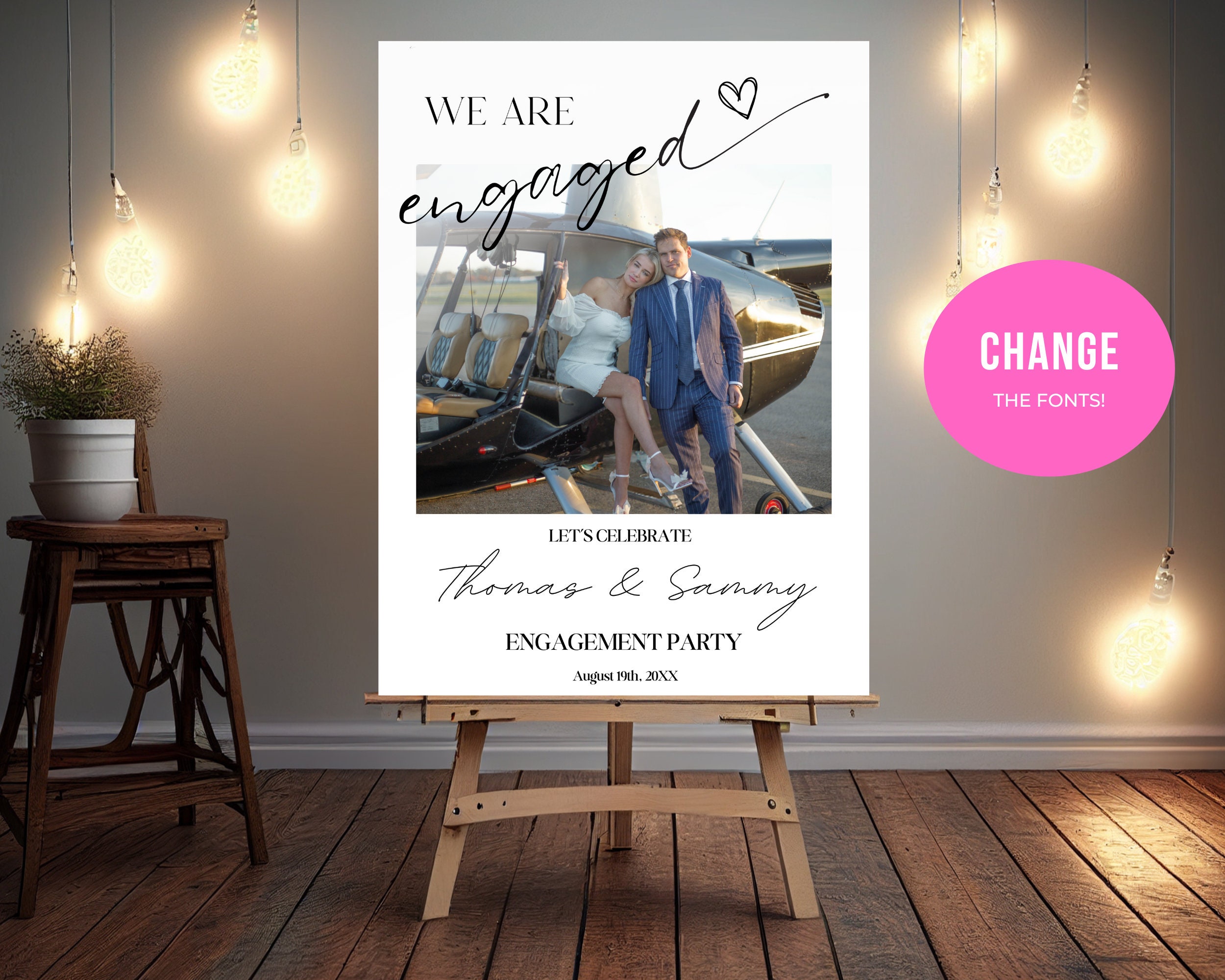 We Are Engaged Welcome Sign With Photo Engagement Party Welcome Sign ...
