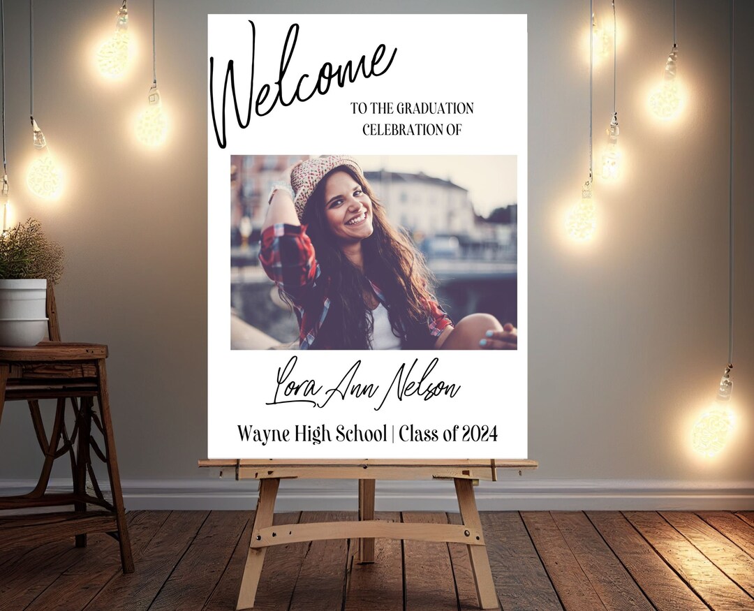 High School Graduation Party Custom Welcome Sign Photo Grad Party Sign ...