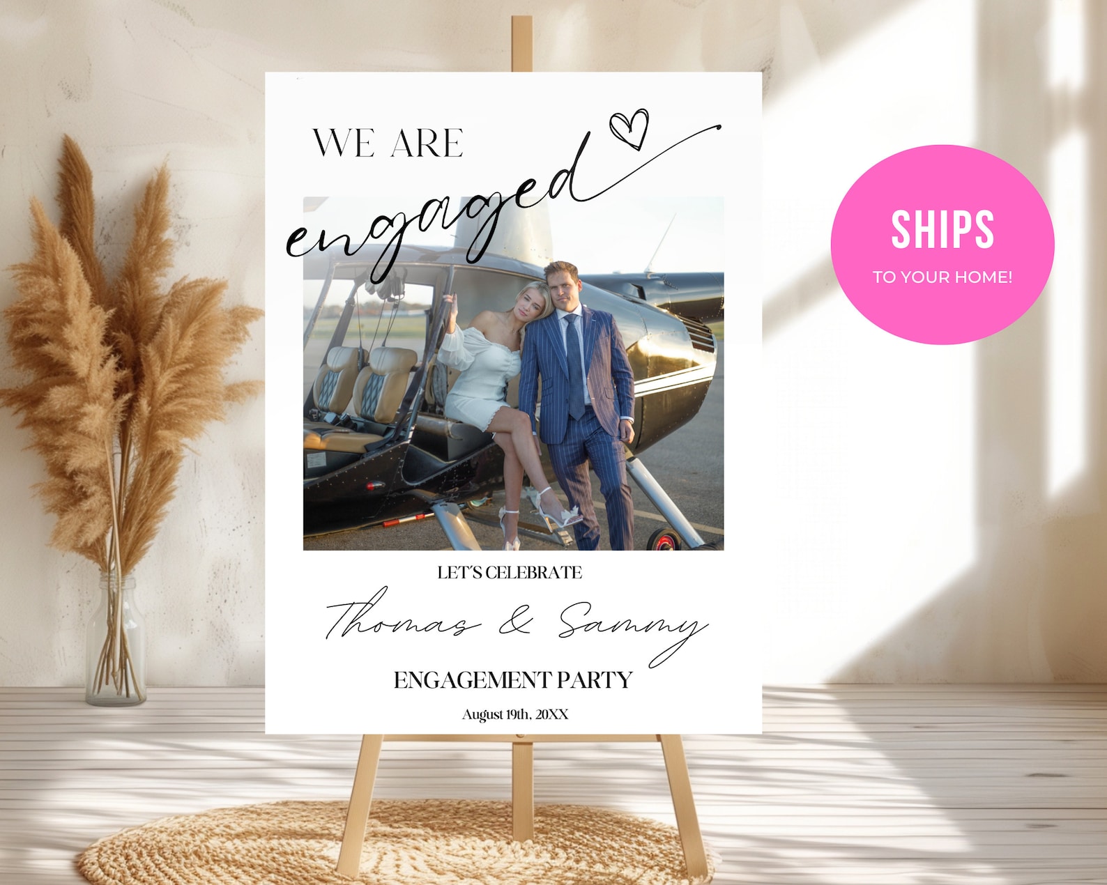 We Are Engaged Welcome Sign With Photo Engagement Party Welcome Sign ...