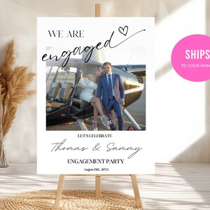 We Are Engaged Welcome Sign With Photo Engagement Party Welcome Sign ...
