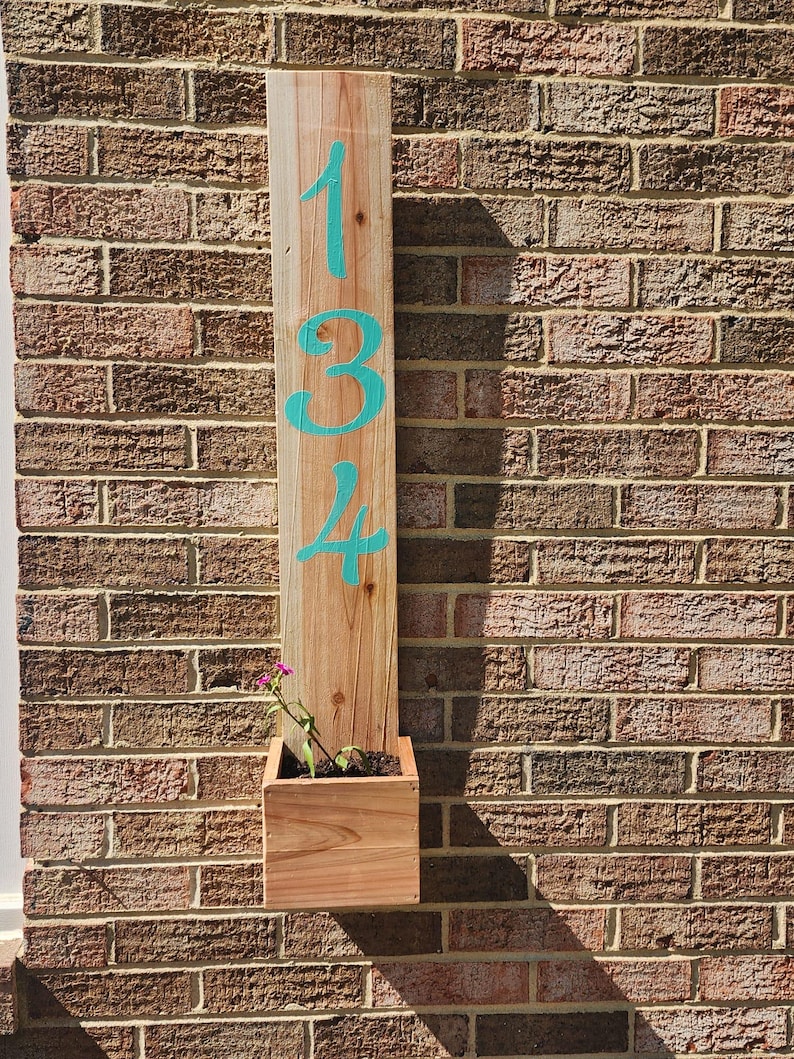 Custom Wooden Address Planter Box | Rustic Welcome Door Hanger ...