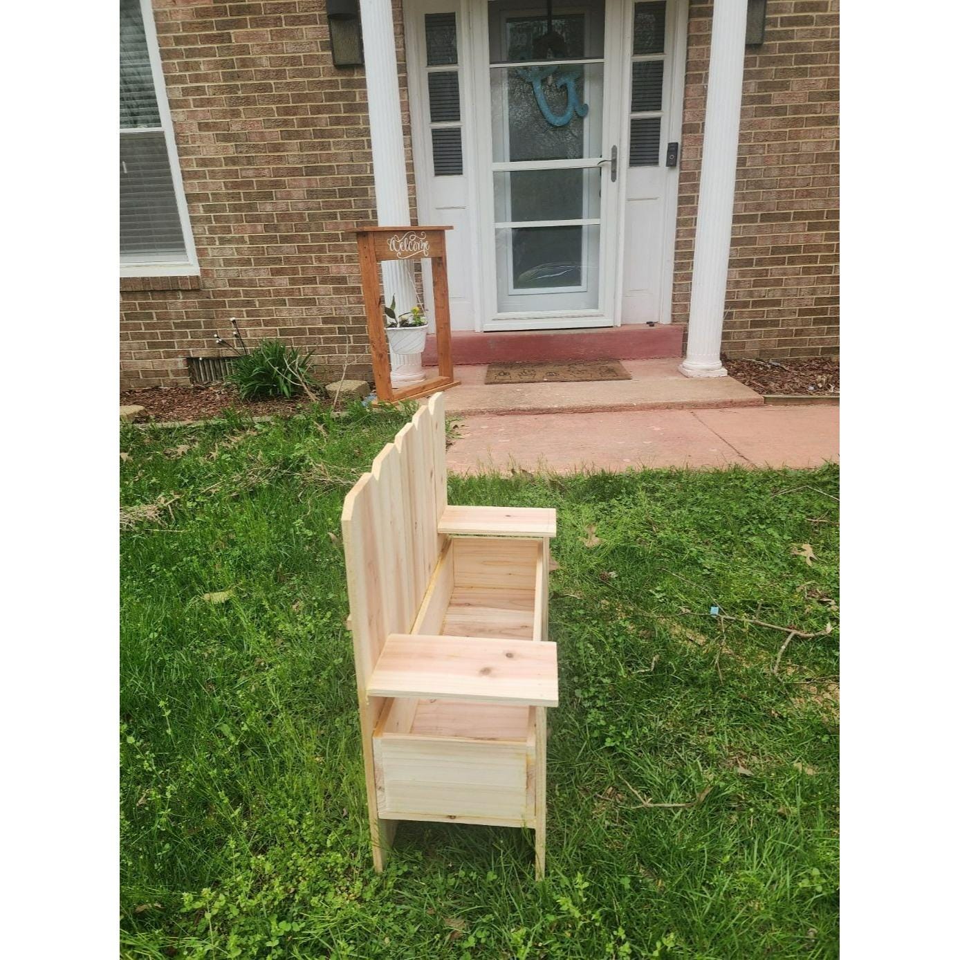 Handcrafted Wooden Chair Planter – Rustic Garden Bench Style Planter ...