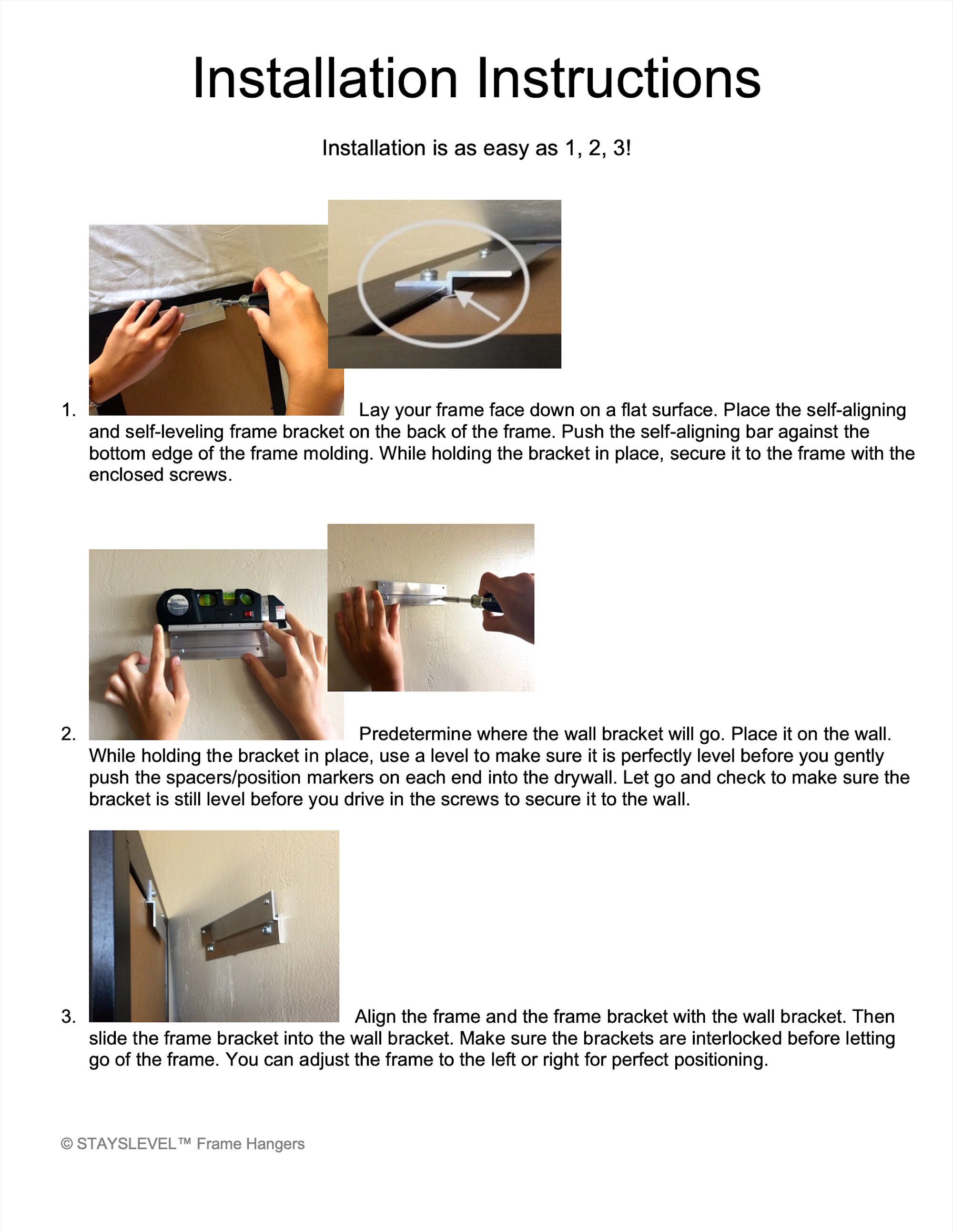 6-pack or 3-pack Picture Hanger, Picture Frame Hanging Kit, Dual ...