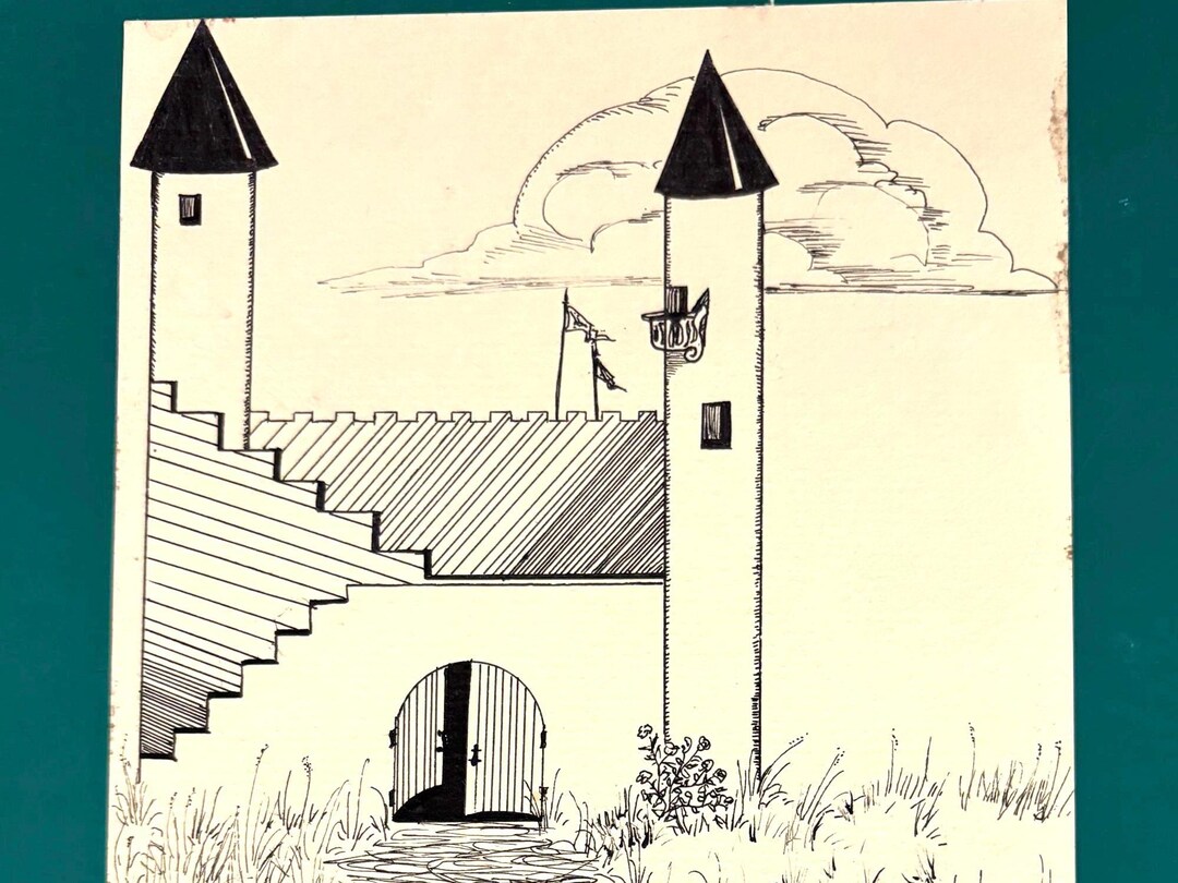 Castle Ink Drawing - Etsy