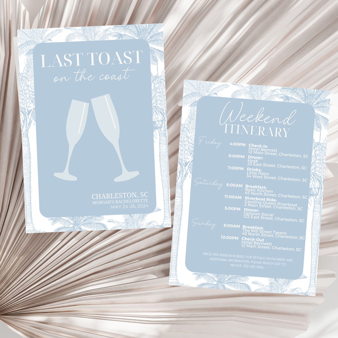 Editable Coastal Last Toast on the Coast Bachelorette Invitation and ...