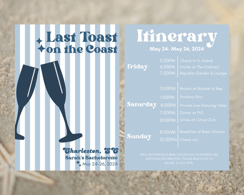 Editable Canva Template Coastal Last Toast on the Coast Bachelorette ...