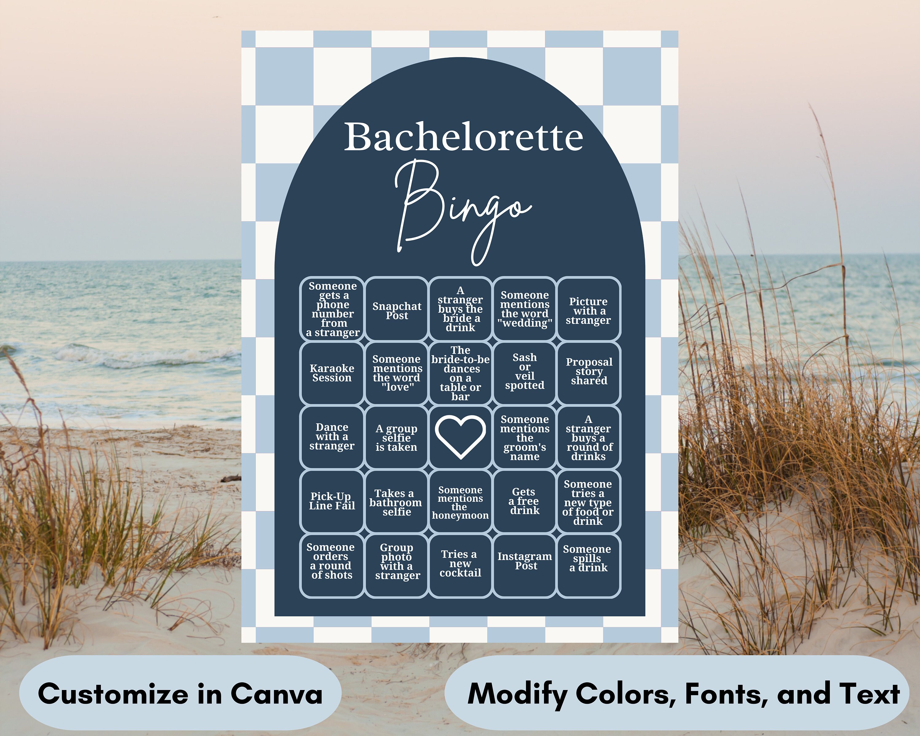 Editable Bingo Template, Coastal Last Toast on the Coast Bachelorette ...