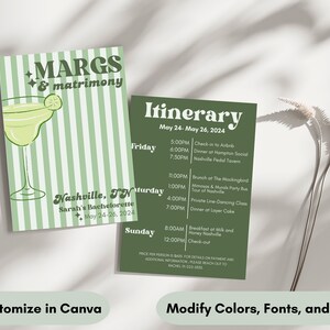 Margs and Matrimony Bachelorette Invite & Itinerary, Bachelorette ...