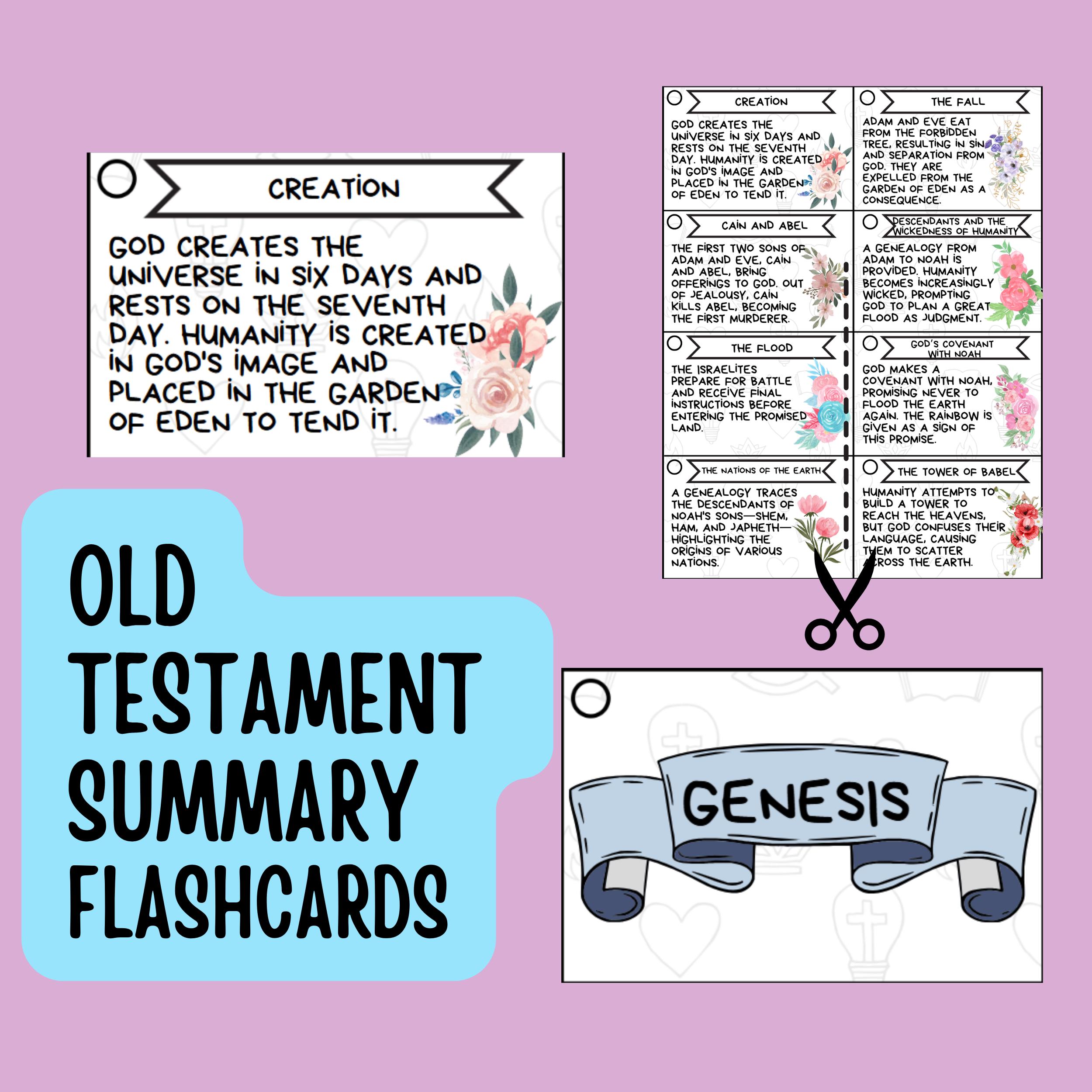 Old Testament Summary Flashcard , Old Testament Study Guide , 39 Book ...