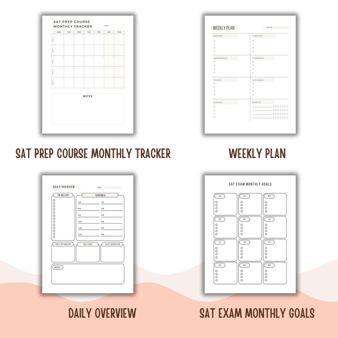 SAT Exam Prep Study Planner and Tracker , SAT Study Planner Daily , Sat ...