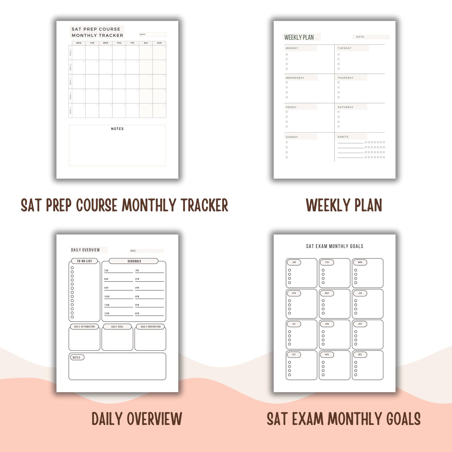 SAT Exam Prep Study Planner and Tracker , SAT Study Planner Daily , Sat ...