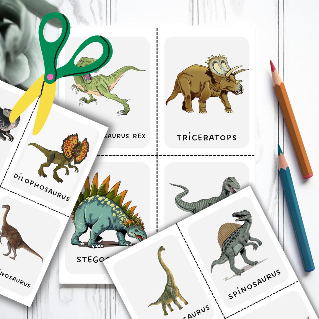 52 Dinosaur Flashcards, Printable Montessori Materials, Homeschool ...