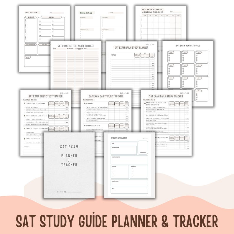 SAT Exam Prep Study Planner and Tracker , SAT Study Planner Daily , Sat ...